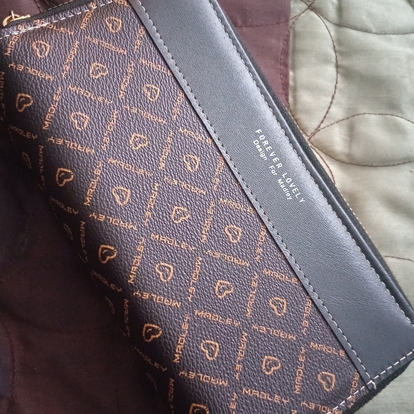 Perry Ellis | Bags | Perry Ellis Monogram Black And Brown Clutch | Poshmark